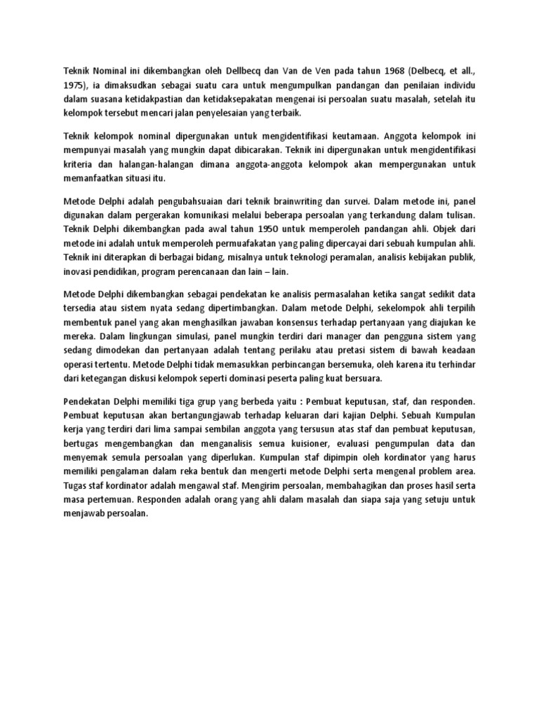 Teknik Nominal Dan Teknik Delphi | PDF