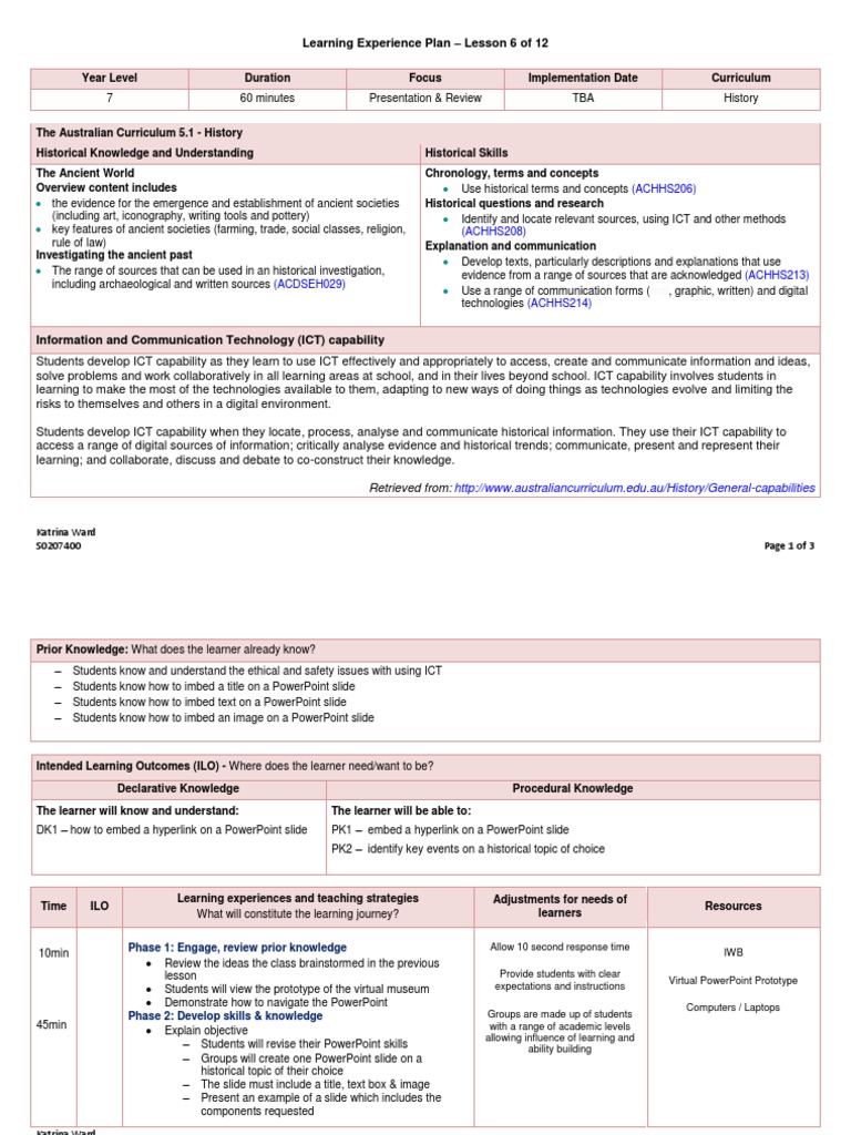 Learning Experience Plan - 6 of 12 | PDF | Educational Technology ...
