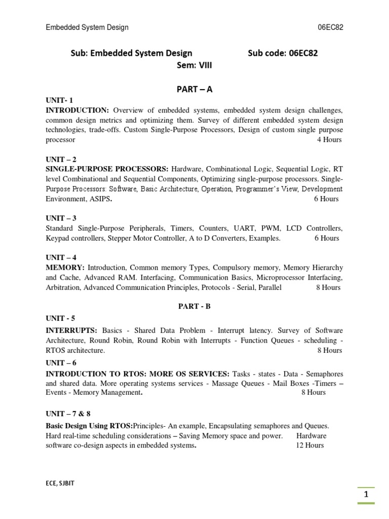 Ece Viii Embedded System Design (06ec82) Notes | PDF | Integrated ...