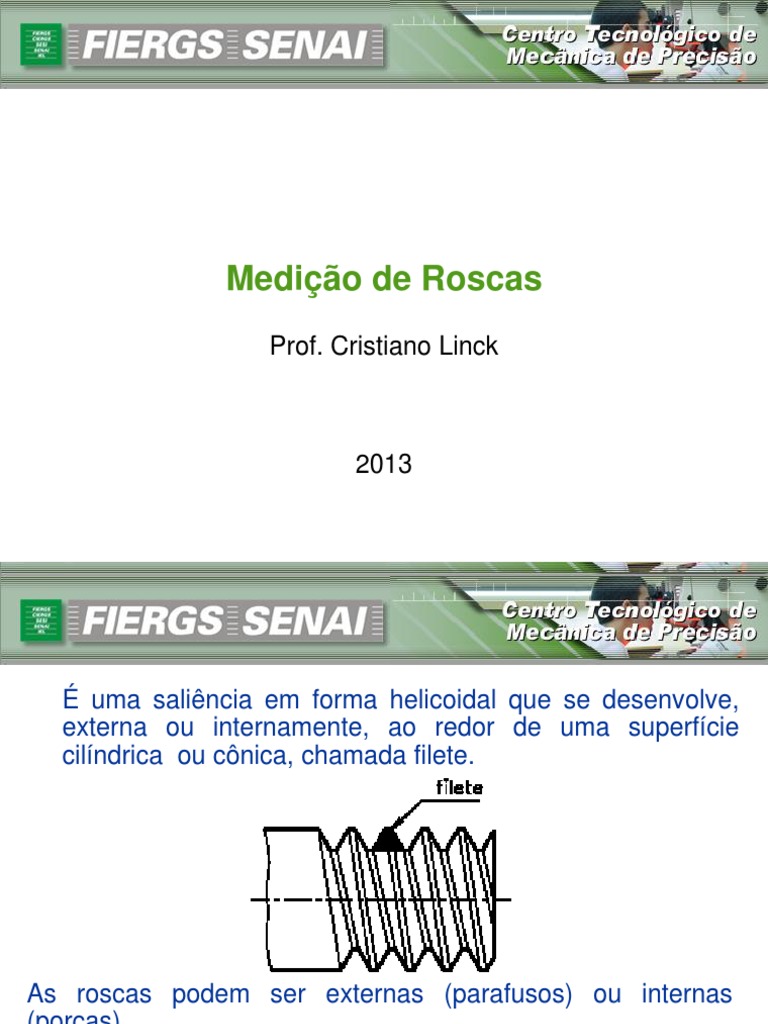 Aula 8 - Roscas | PDF | Parafuso | Triângulo