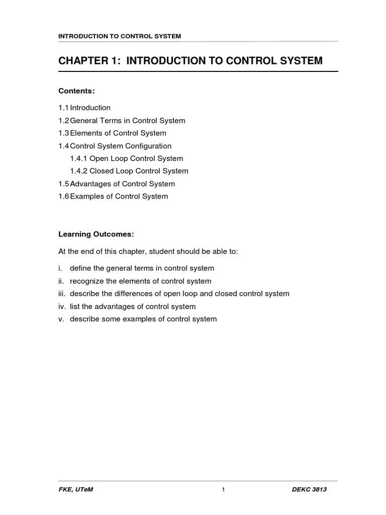Chapter 1 Introduction To Control System | PDF | Control Theory ...