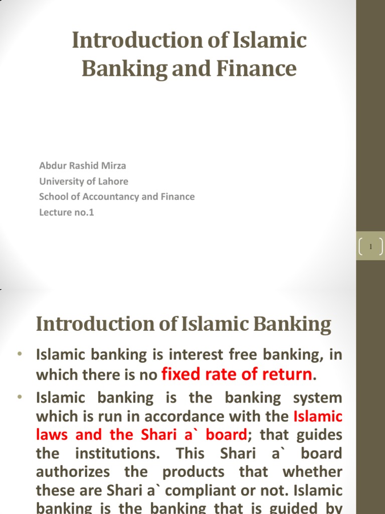 Lecture No.02 Introduction of Islamic Banking and Finance | PDF | Islamic Banking And Finance ...