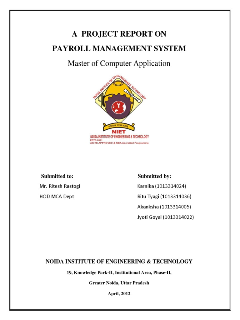 Payroll Management System Project Report | PDF | Software Testing ...