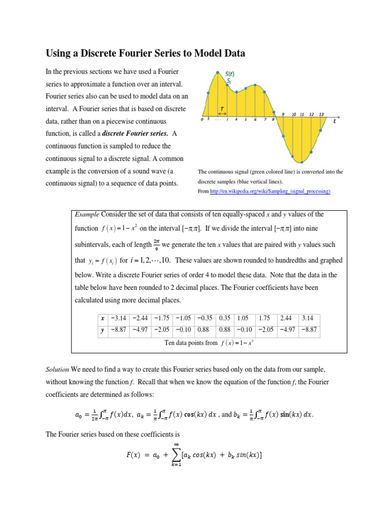 Part 4 - Using A Discrete Fourier Series To Model Data | PDF | Fourier ...