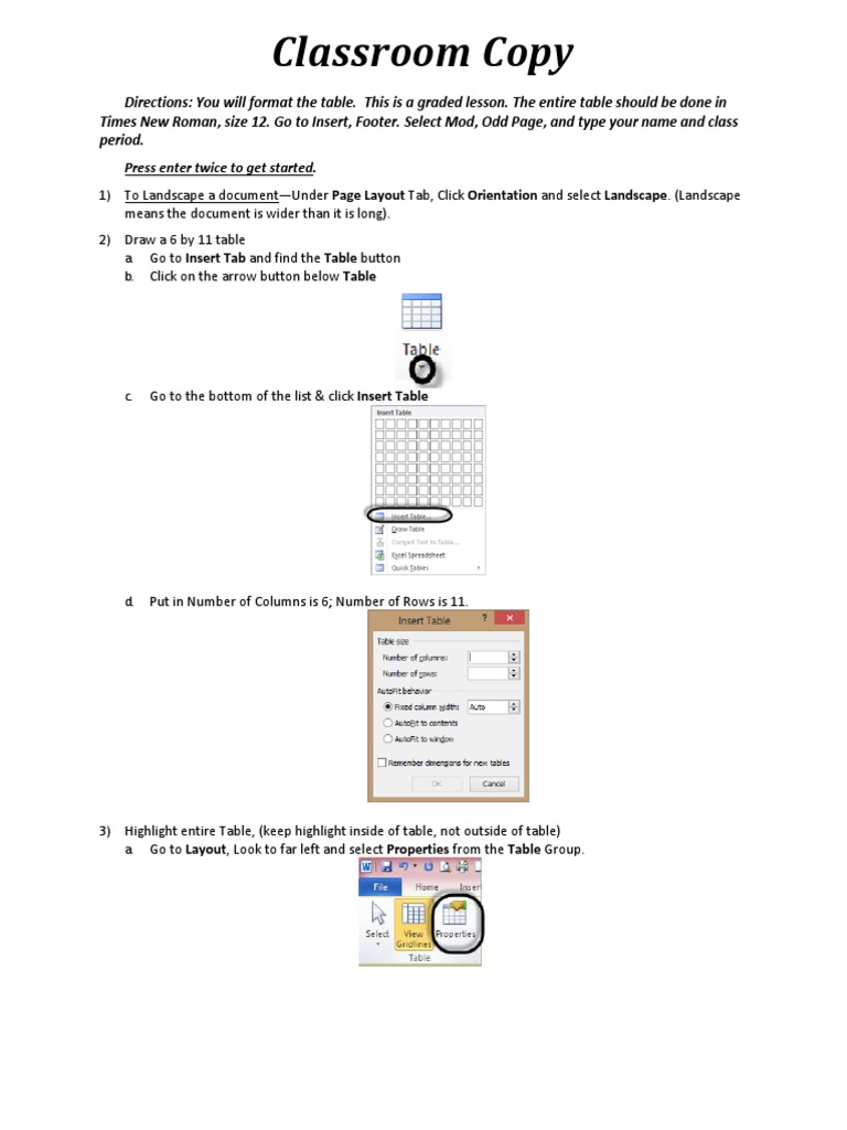 FAA Table Instructions | PDF | Page Layout | Text