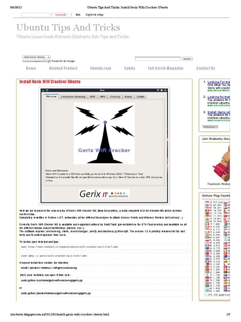 Ubuntu Tips and Tricks - Install Gerix Wifi Crackrer Ubuntu | PDF | Unix Variants | Software