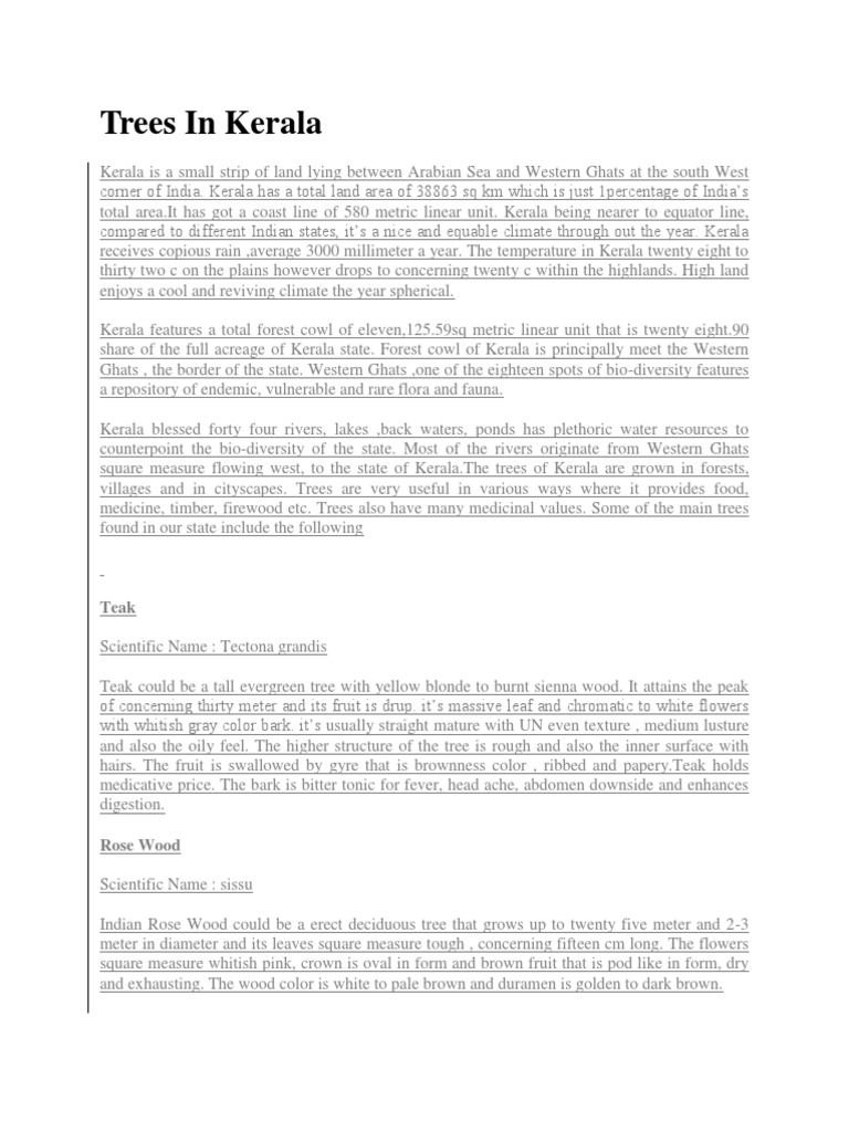 Trees in Kerala | PDF | Trees | Wood