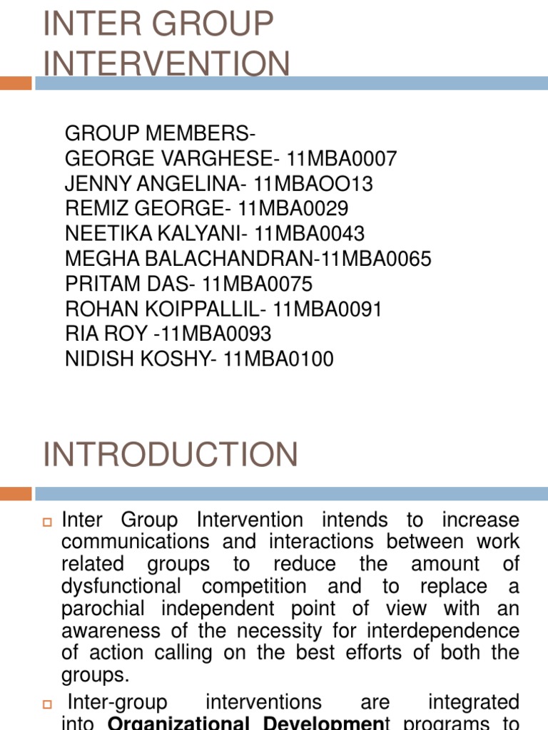 Inter Group Intervention | PDF | Team Building | Conflict (Process)