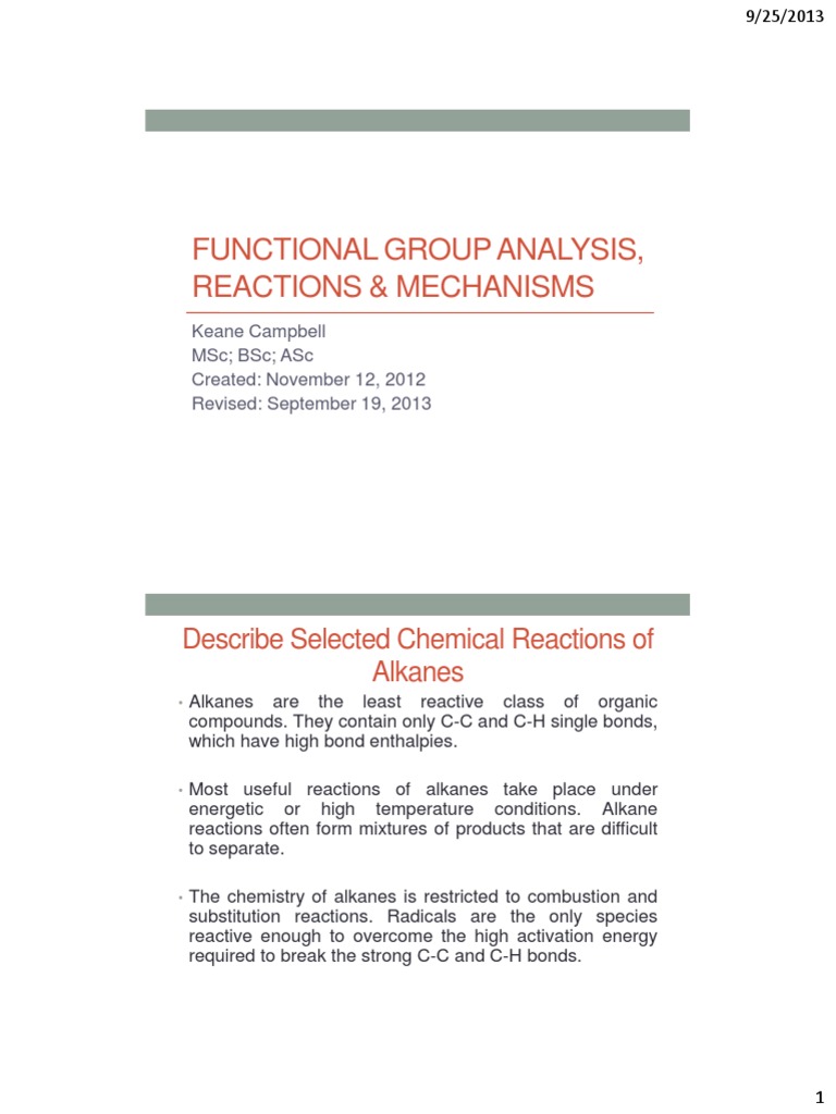 Functional Group Analysis, Reactions & Mechanisms | PDF | Aldehyde ...