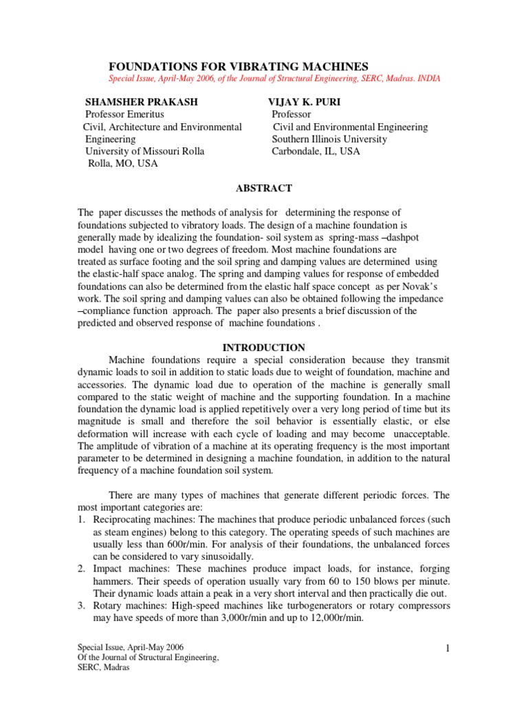 Design of Machine Foundations | PDF