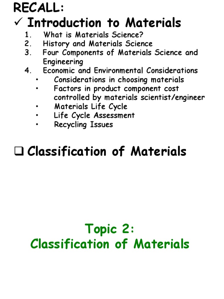 Classification of Materials | PDF | Metals | Ceramics