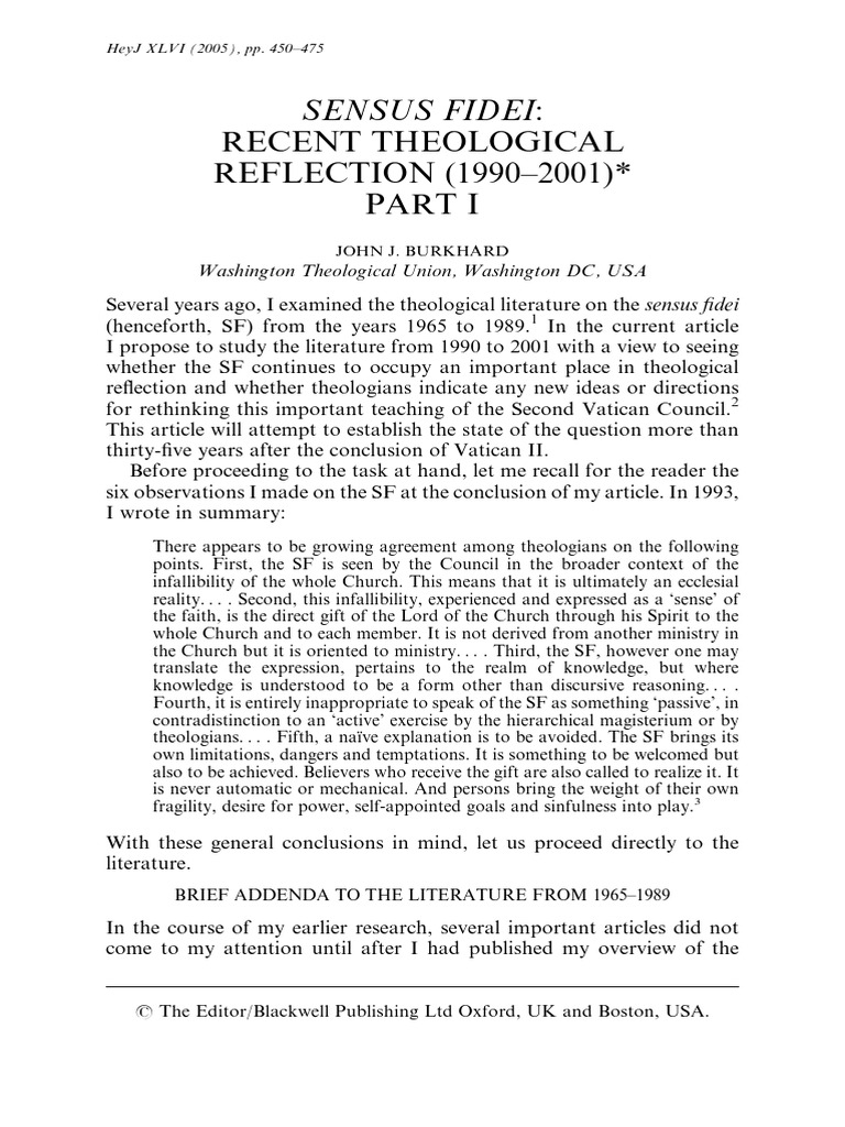 Sensus Fidei: Theological Insights (1990-2001) | PDF | Catholic Church ...