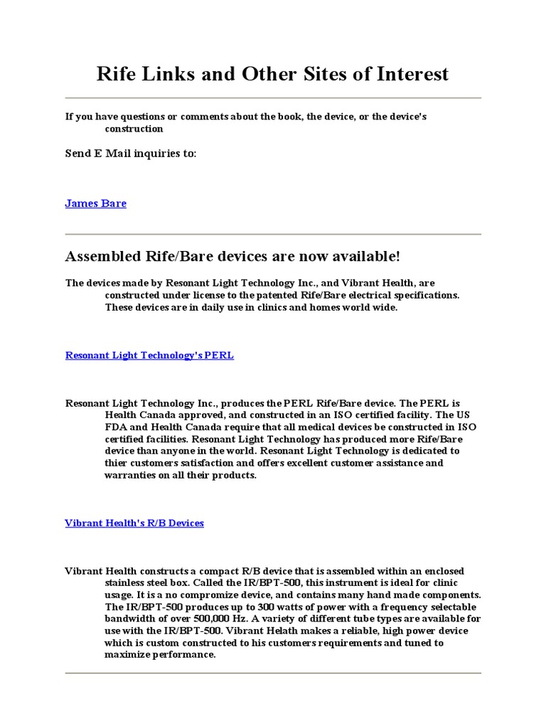Rife Links and Other Sites of Interest | PDF | Resonance | Alternative ...