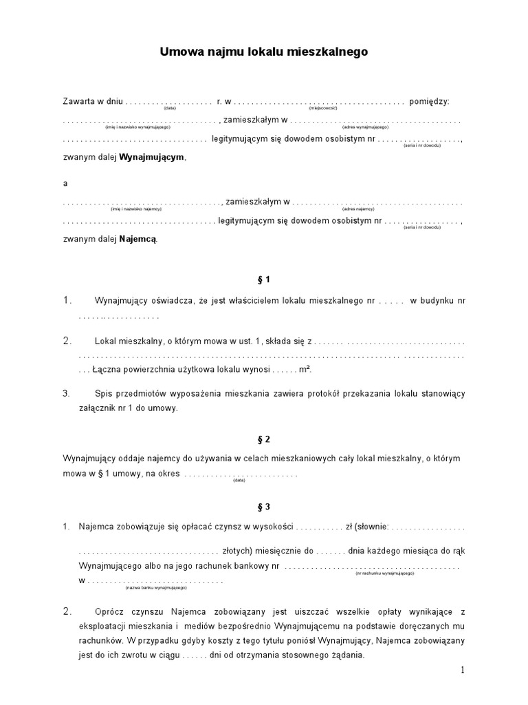 Umowa Najmu | PDF