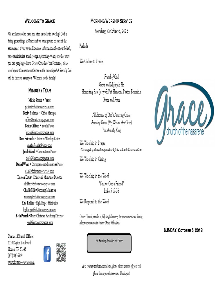 Welcome To Grace Morning Worship Service Service: Prelude We Gather To ...