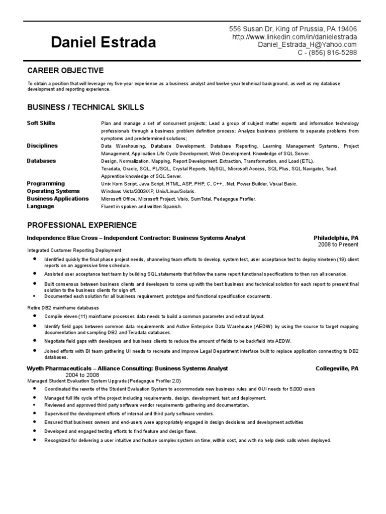 Daniel Estrada - Business Systems Analyst | PDF | Oracle Database ...