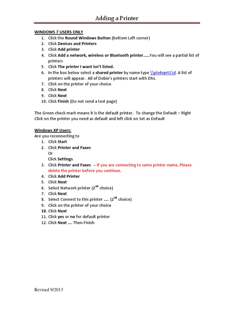 Adding A Printer | Download Free PDF | Printer (Computing) | Operating System Families
