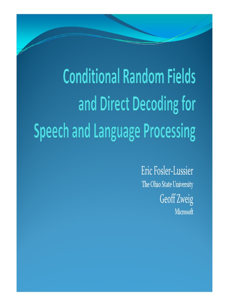 Eric Fosler Lussier Geoff Zweig: The Ohio State Universityy | PDF ...