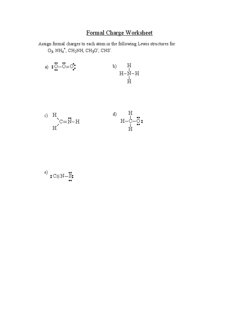 Formal Charge Practice Worksheet | PDF | Science & Mathematics