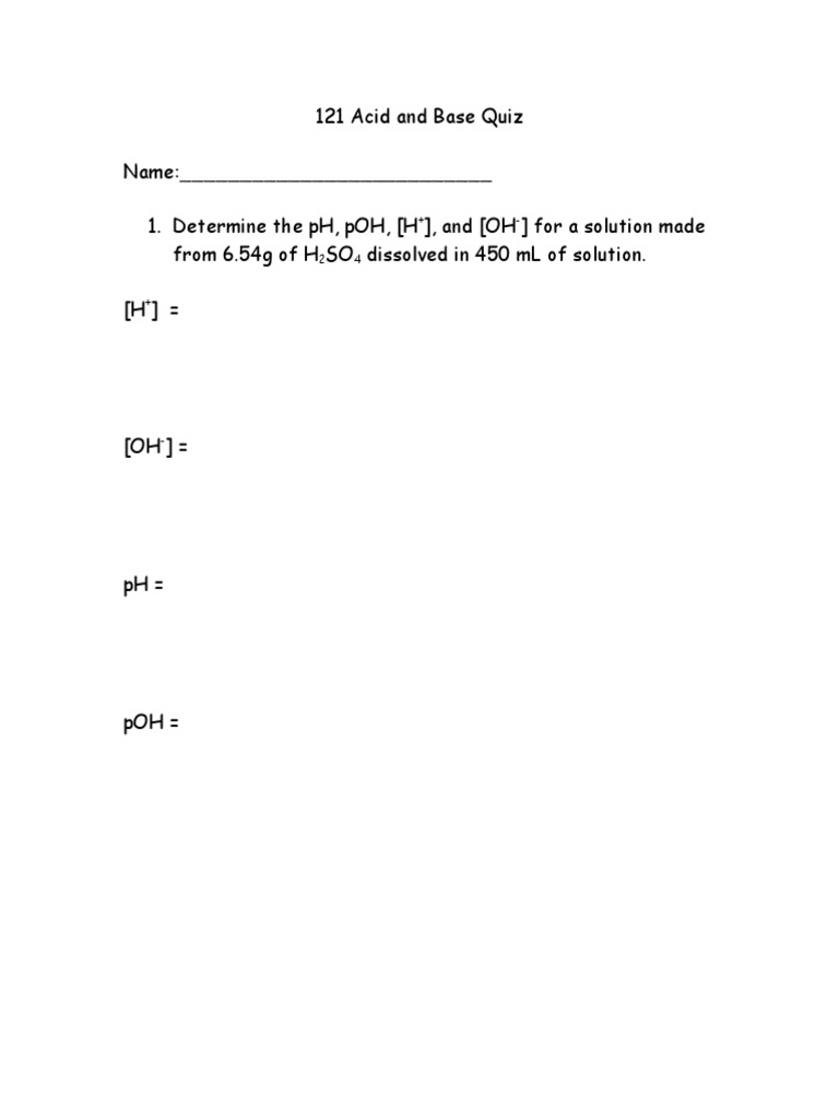 121 Acid and Base Quiz | PDF