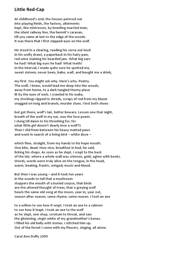 Little Red Cap by Carol Ann Duffy | PDF