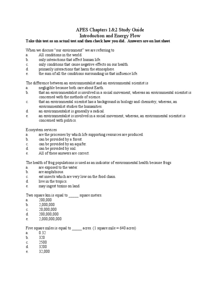 APES Study Guide for Students | PDF | Properties Of Water | Experiment