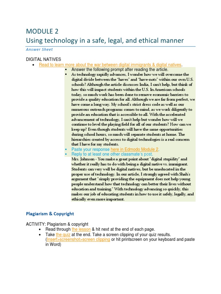 Module 2 Answer Key | PDF | Plagiarism | Copyright