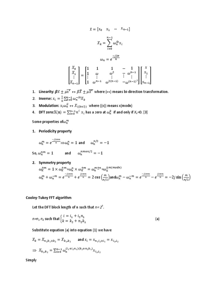 FFT Algorithms and Properties Explained | PDF | Teaching Methods ...