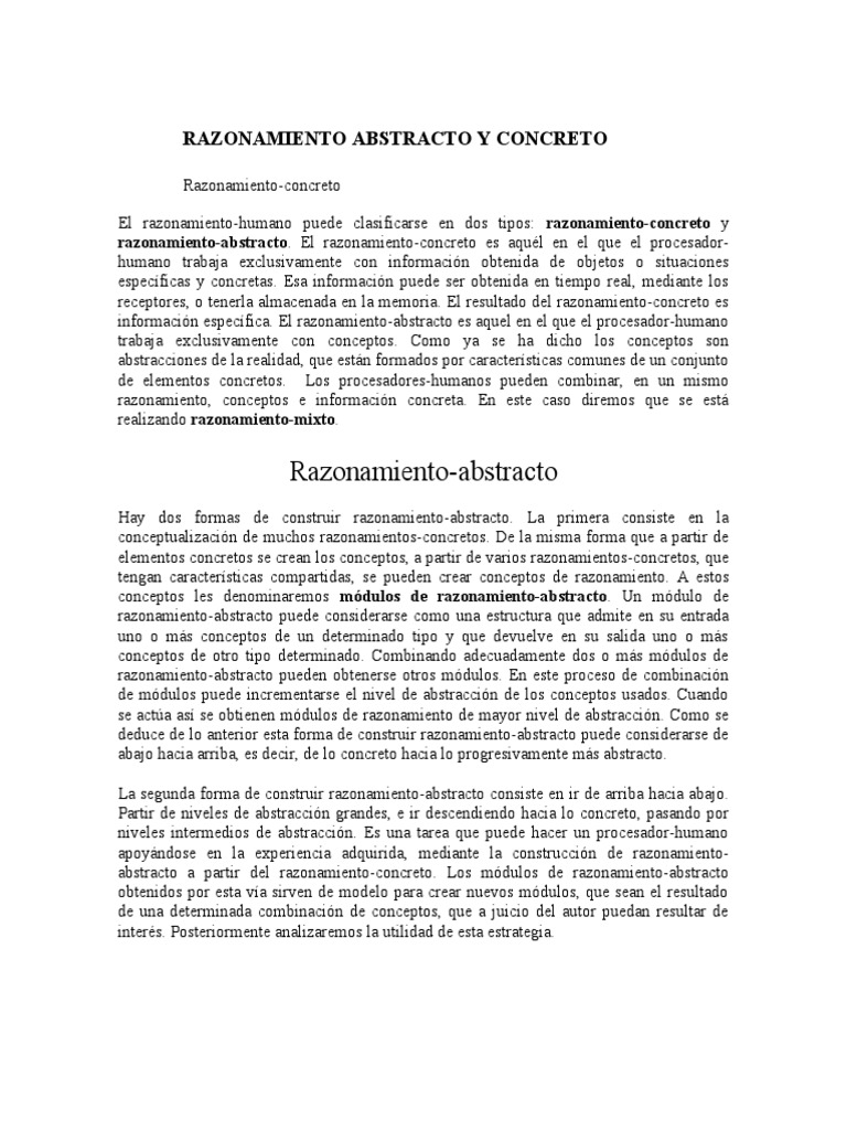 Razonamiento Abstracto y Concreto | Concepto | Información