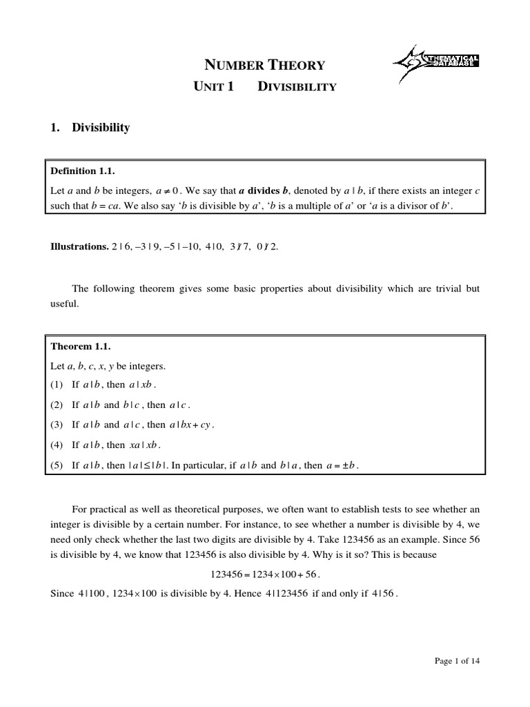 Divisibility | PDF | Prime Number | Integer