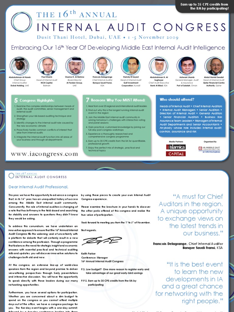 16th Annual Internal Audit Congress | PDF | Internal Audit | Audit