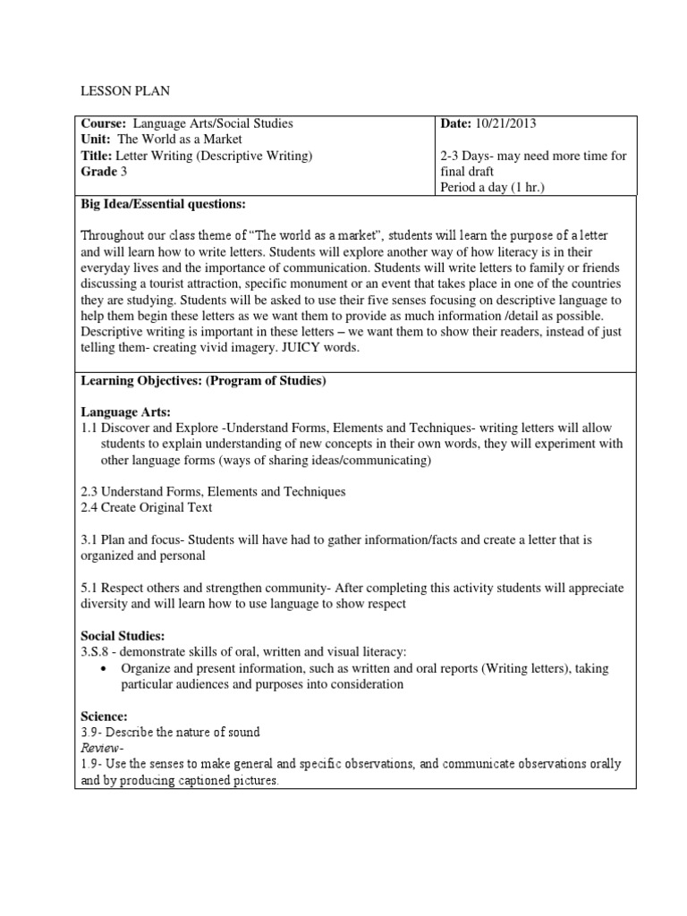 Lesson Plan - Letter Writing New One | PDF | Lesson Plan | Learning