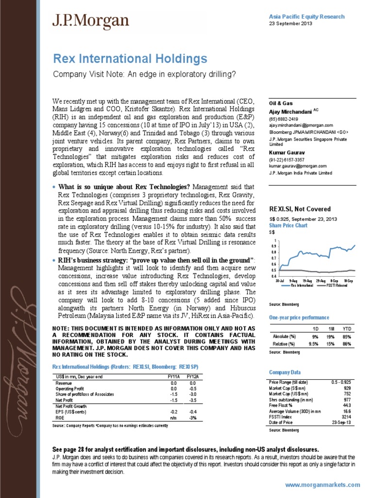 Rex International Holding - JPM | PDF | Reflection Seismology | Petroleum