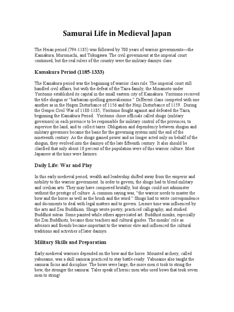 Samurai Life in Medieval Japan | PDF | Samurai | Shogun