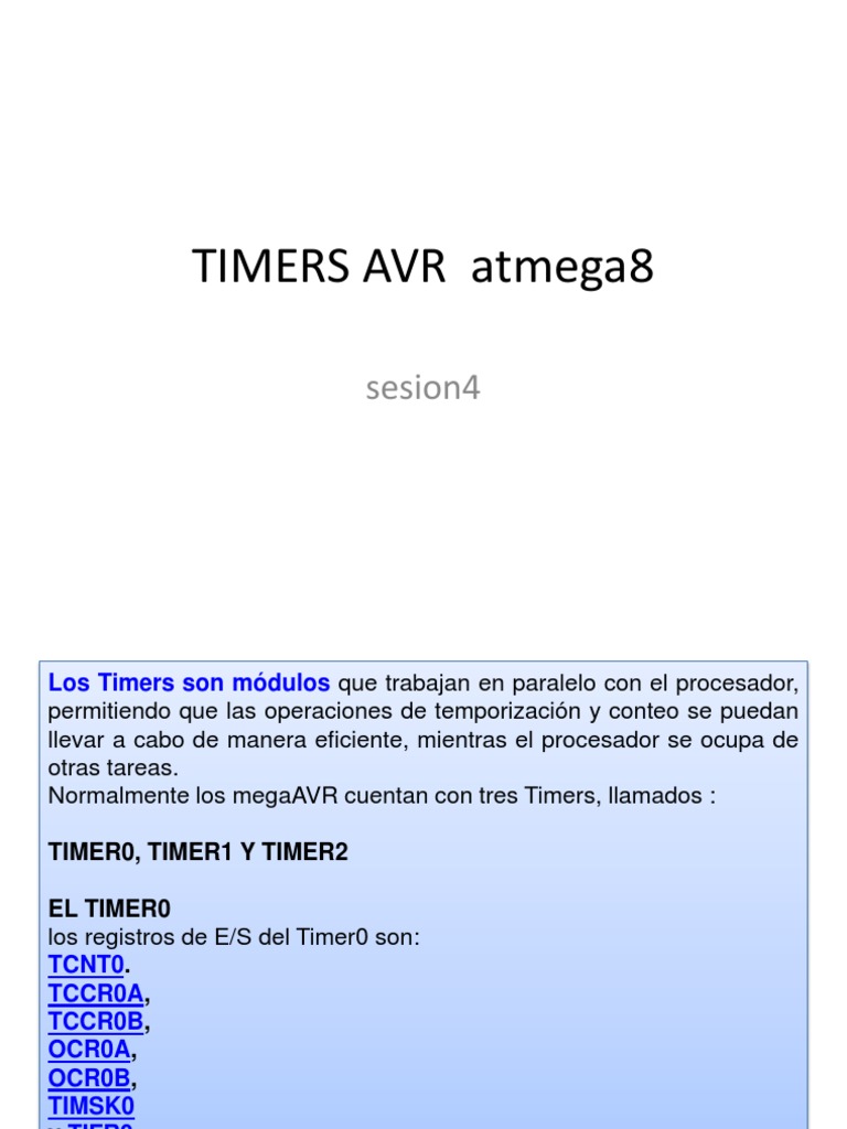 Timers Avr Atmega8 | PDF | Poco | Unidad Central de procesamiento