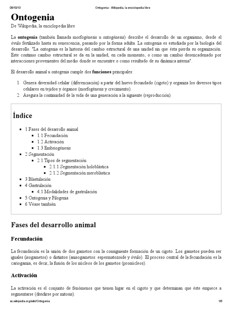 Ontogenia - Wikipedia, La Enciclopedia Libre | PDF | Reproducción ...