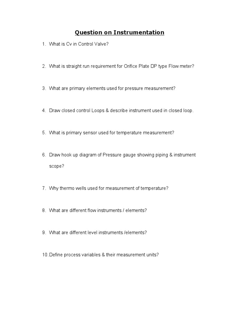 Instrumentation Questions and Answers | PDF
