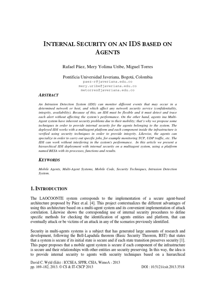 Internal Security On An IDS Based On Agents | PDF | Computer Network ...