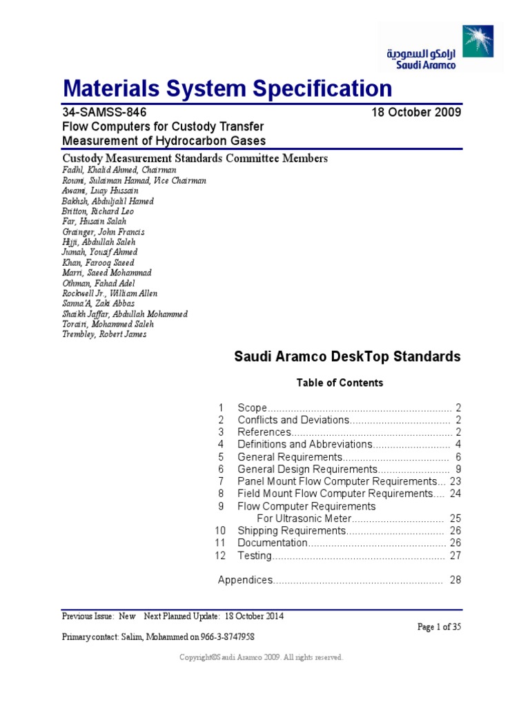 34 Samss 846 | PDF | Natural Gas | Analogue Electronics
