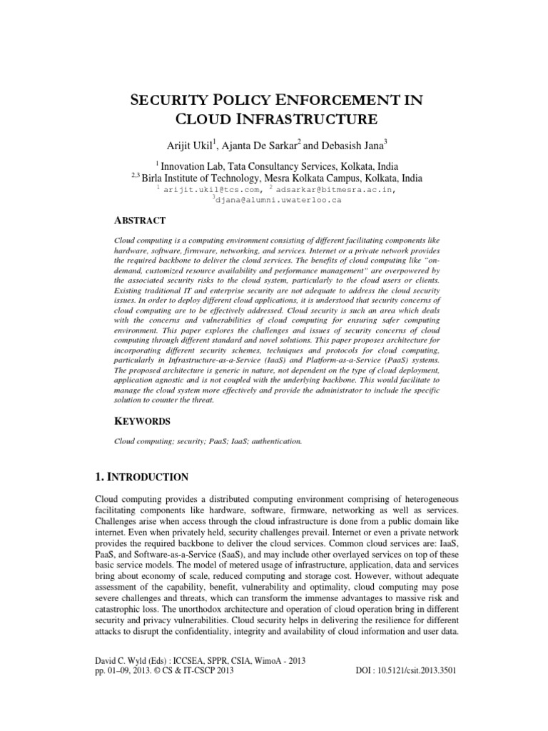 Security Policy Enforcement In Cloud Infrastructure Pdf Cloud