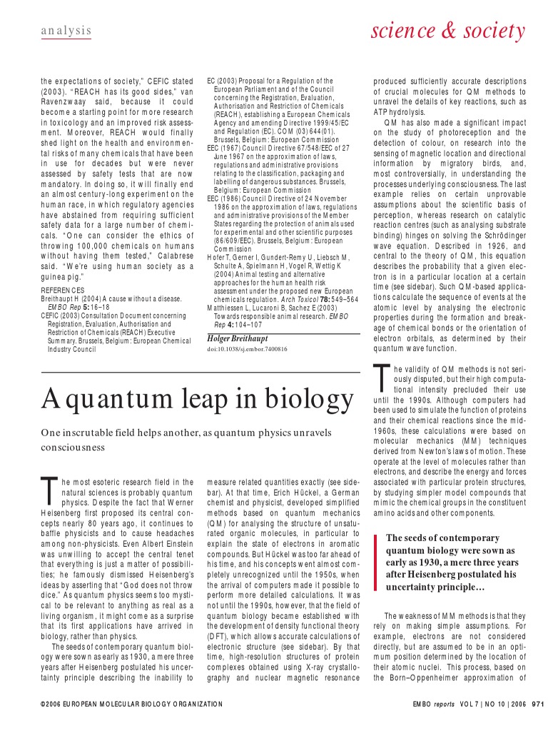 A Quantum Leap in Biology | PDF | Electron | Density Functional Theory