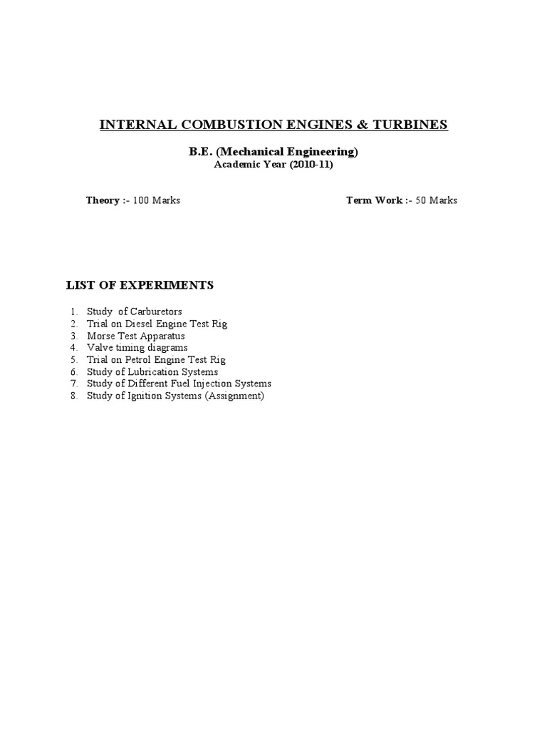 Ic Engine Lab Manual | PDF | Carburetor | Internal Combustion Engine