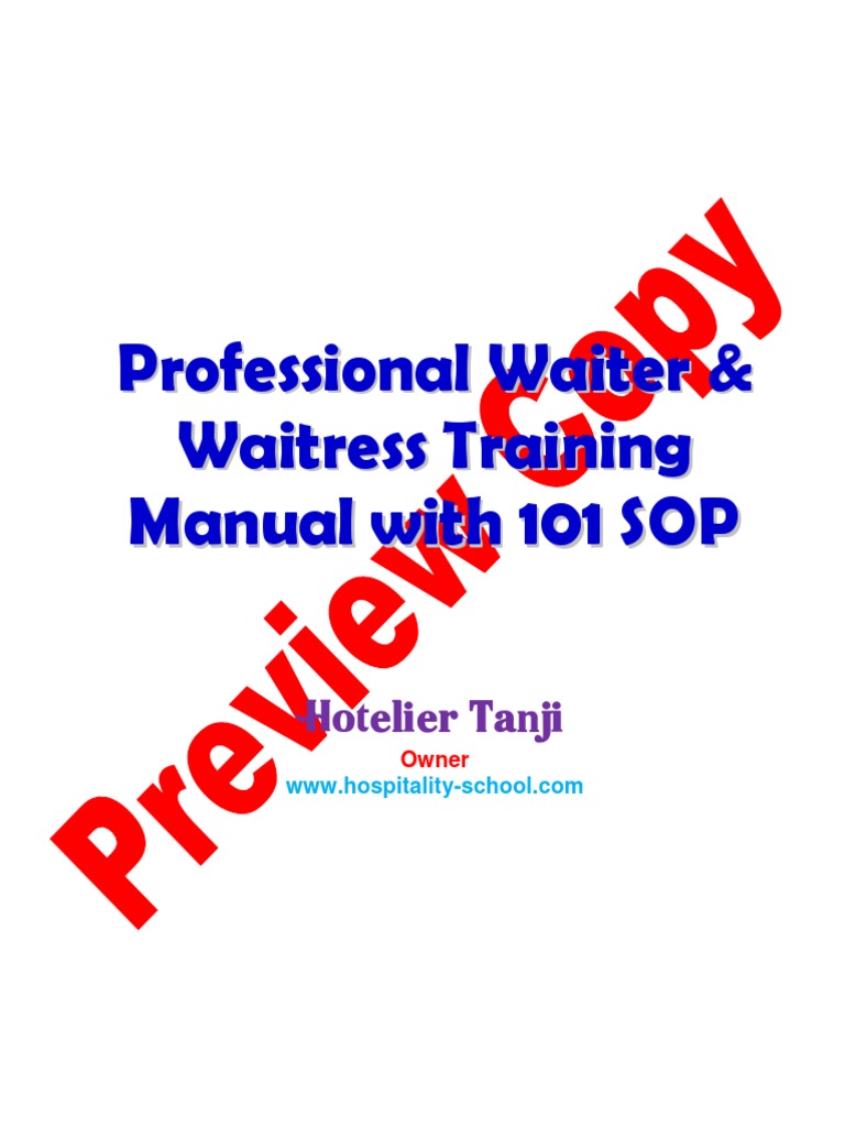 Professional Waiter & Waitress Training Manual | PDF | Cooking, Food & Wine