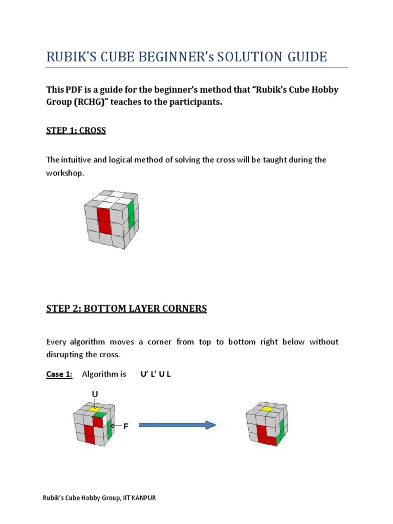 RUBIK's CUBE BEGINNERS METHOD PDF | Download Free PDF | Theoretical Computer Science ...