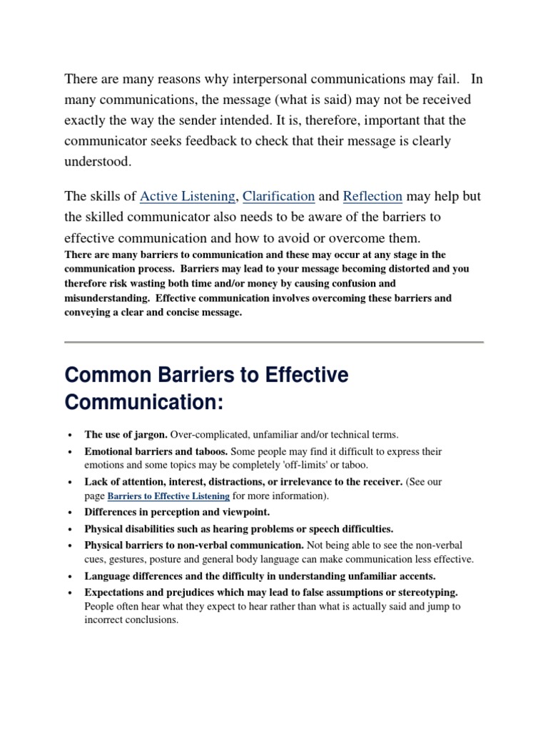 Barriers | Interpersonal Communication | Communication