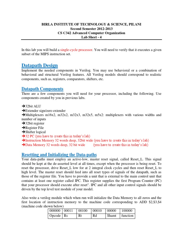 Lab Sheet 4 | PDF | Instruction Set | Central Processing Unit