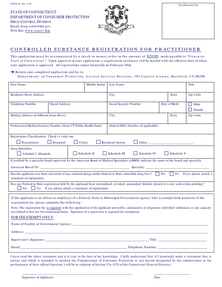 Connecticut Controlled Substance Registration | PDF | Controlled ...