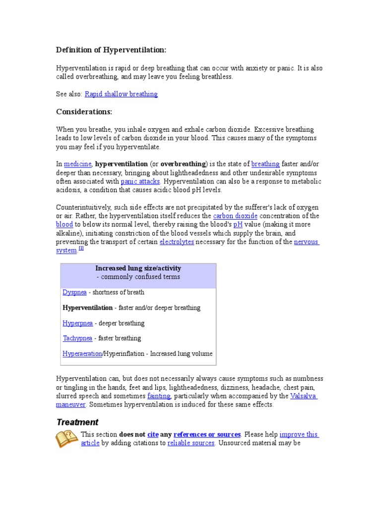 Definition of Hyperventilation | PDF | Pneumonia | Lung