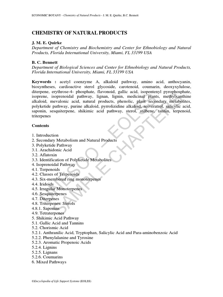 Unesco - Eolss Sample Chapters: Chemistry of Natural Products | PDF