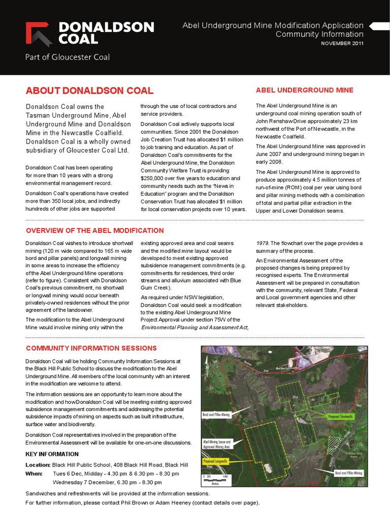 About Donaldson Coal: Abel Underground Mine Modifi Cation Application ...
